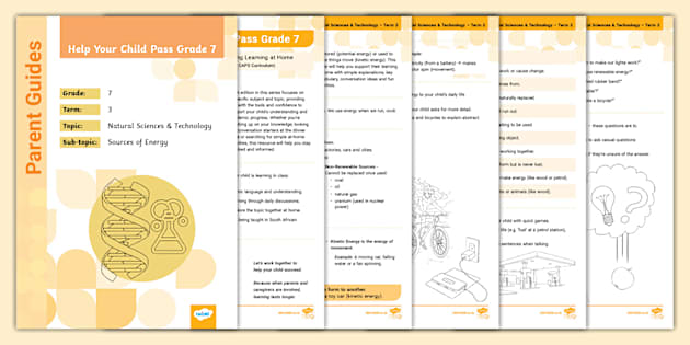 Help Your Child Pass Grade 7 Parent Guides – Sources of Energy