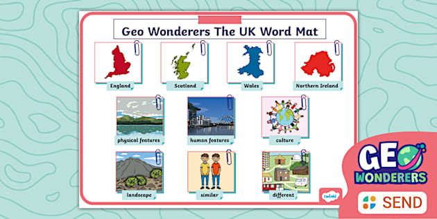 Geo Wonderers KS1 The UK Pictorial Word Mat Lesson Five