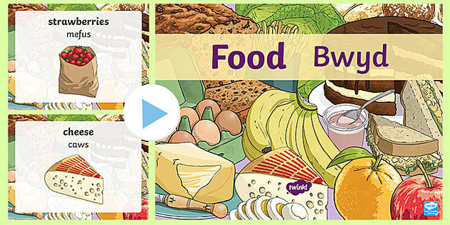 Food Vocabulary Powerpoint Bilingual Welsh/English - Twinkl