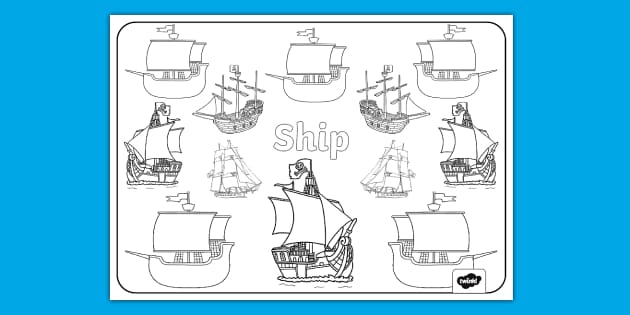 Ship Doodle Colouring Page (teacher made) - Twinkl