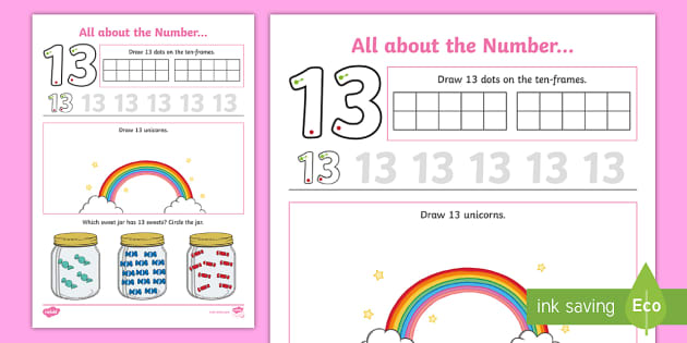 All About Number 13 Worksheet (Teacher-Made)