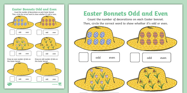 👉 Easter Bonnets Odd and Even Activity | Twinkl - Twinkl