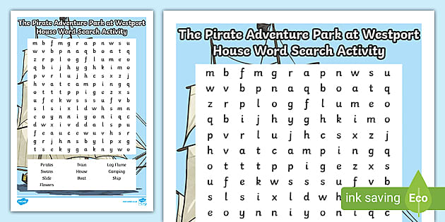 Pirate Adventure Park Word Search | Summer Activity | Twinkl