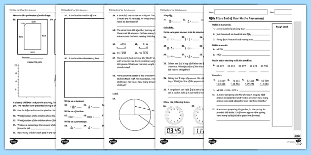 Fifth Class End Of Year Maths Test Sheet teacher Made 
