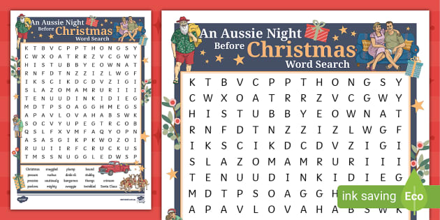 An Aussie Night Before Christmas Word Search - Twinkl