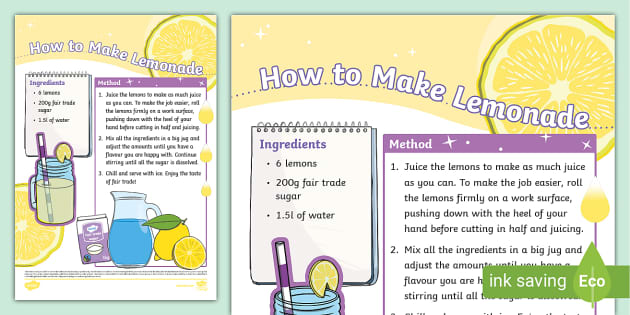 Fair Trade Lemonade Recipe (teacher made) - Twinkl