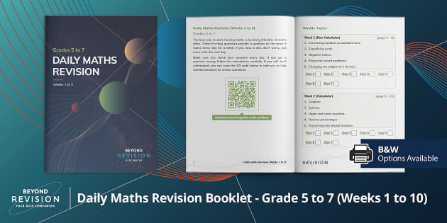 👉 Daily Maths Revision Booklet - Grade 5 to 7 (Weeks 1 to 10)