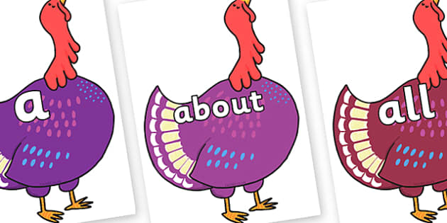 FREE! - 100 High Frequency Words on Hullabaloo Turkey to Support ...