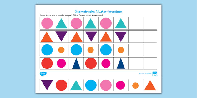 Geometrische Muster fortsetzen - Arbeitsblatt - Twinkl Geometrische Muster fortsetzen - Arbeitsblatt - Twinkl