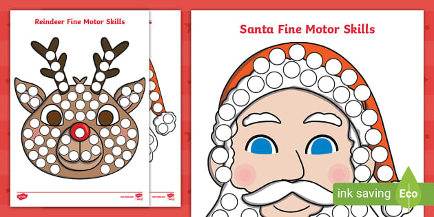 Santa and Reindeer Button Placing Fine Motor Skills Activity