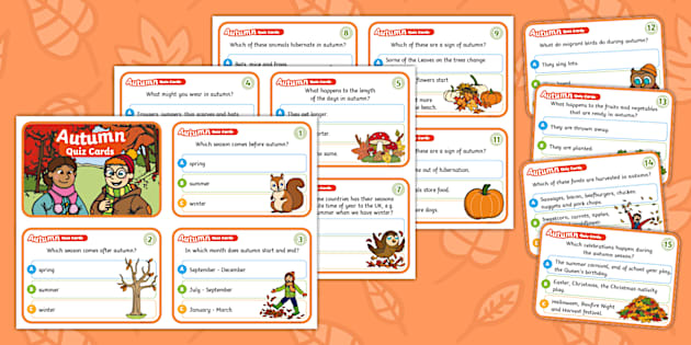 Autumn Quiz Cards (Hecho por educadores) - Twinkl