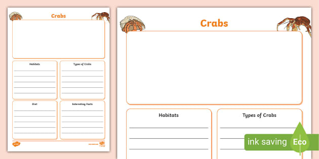 Crabs Fact File Template (teacher made)