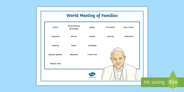 World Meeting of Families KS2 Word Mat (teacher made)