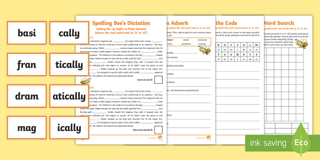 Make Adverbs Using -ly for Endings 'ic' or 'al' (Ages 7 - 9)