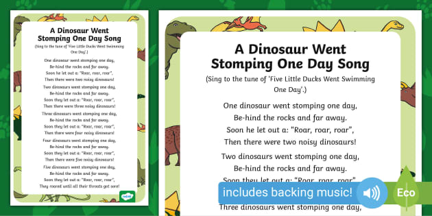 A Dinosaur Went Stomping One Day Song (teacher made)