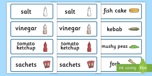 Fish And Chip Shop Role Play Word Cards - ESL Restaurant Role Play