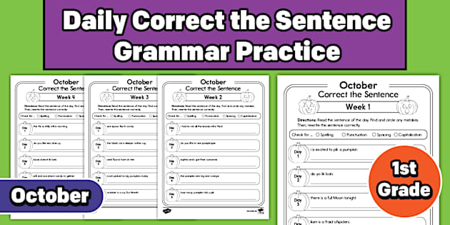 October Daily Correct the Sentence Grammar Practice