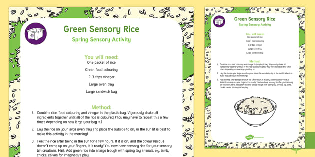 Green Sensory Rice: Spring Sensory Activity (Lehrer gemacht)