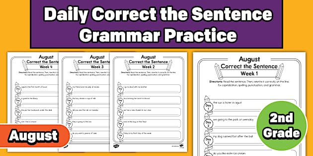 Second Grade August Daily Grammar Practice