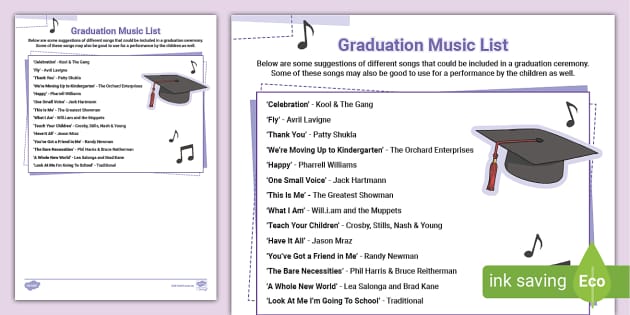 Graduation Music List (teacher made) - Twinkl