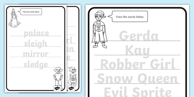 The Snow Queen Trace the Words Worksheets - Twinkl