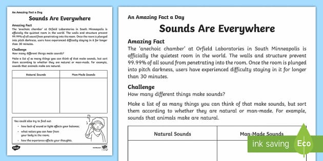 Sounds Are Everywhere Worksheet / Worksheet - Twinkl