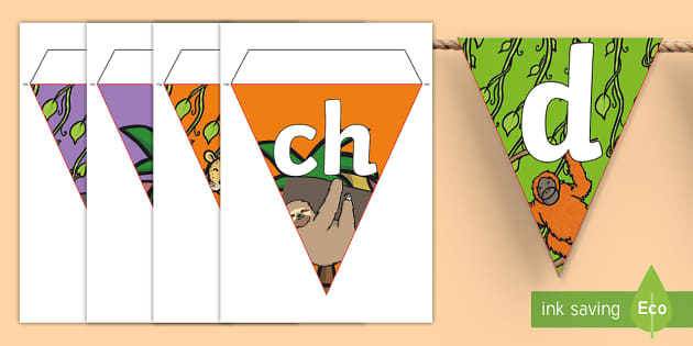 Jungle Themed Welsh Alphabet Display Bunting - Jungle Themed Alphabet ...