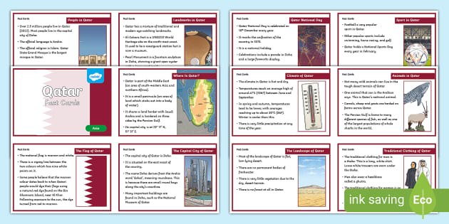 KS2 Qatar Fact Cards - Geography (teacher made) - Twinkl