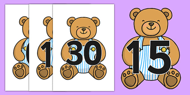 Numbers 0-30 on Teddy Bears - Teddy Bear, Foundation Numeracy, Number