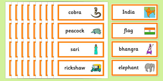 India Word Cards (creat de profesori)
