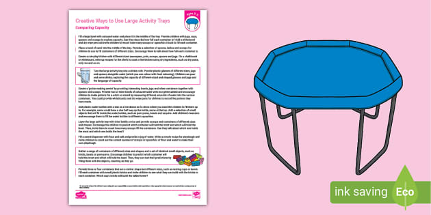 EYFS Ages 3-5 Large Activity Trays: Comparing Capacity