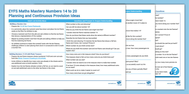 EYFS Maths Numbers 14 to 20 Planning and Activity Ideas EYFS Maths Numbers 14 to 20 Planning and Activity Ideas