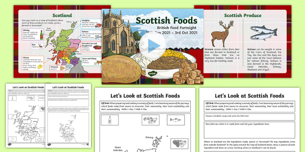 British Food Fortnight Scottish Foods PowerPoint and Worksheets Pack