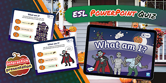 Halloween 3-Hint ESL Interactive PowerPoint Quiz - Twinkl