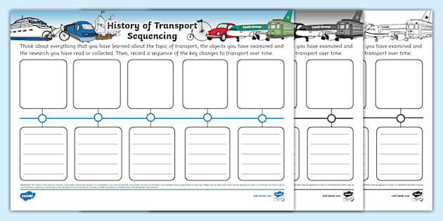 Transport Through Time Sequencing Worksheet (teacher made)