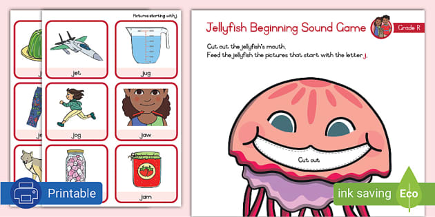 Gr. R Phonics Printable Game: J Sound (Hecho por educadores)