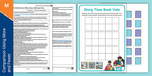 EYFS Maths Comparing Story Time Votes Planning and Pack EYFS Maths Comparing Story Time Votes Planning and Pack