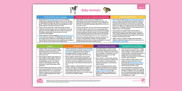 EYFS Ages 2-3 Topic Planning Web: Baby Animals | Twinkl