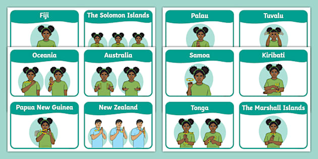 Auslan Countries for Oceania Word Cards (teacher made)