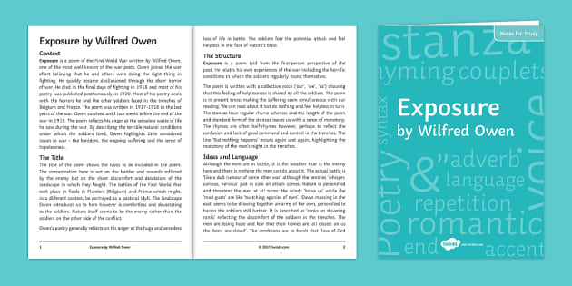 GCSE Poetry: Exposure - Revision Notes (teacher made)