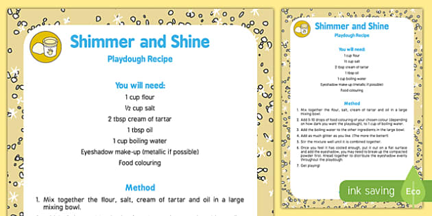 Shimmer and Shine Modelling Dough Recipe (teacher made)