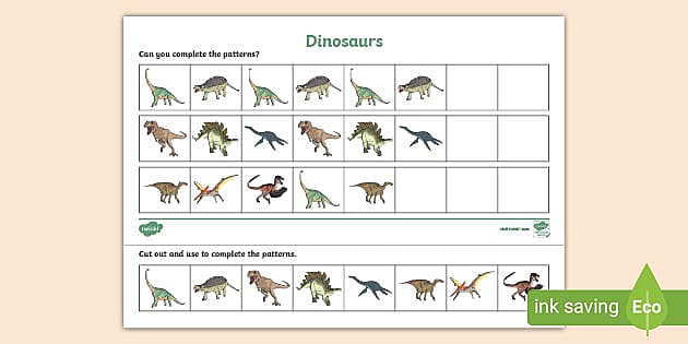 Dinosaur Complete the Pattern Worksheet / Worksheet