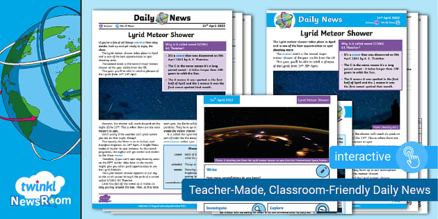 Lyrid Meteor Shower -2022 - KS2 Reading Comprehension (7-11)