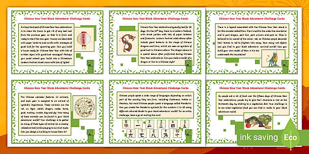 Chinese New Year Block Adventurer Challenge Cards - Twinkl