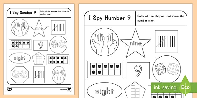Number Sense I Spy Number 9 Activity