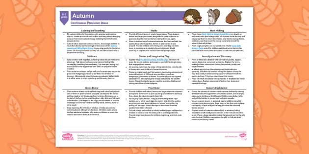 EYFS Autumn Continuous Provision Planning Ideas (Ages 0-2) | Twinkl