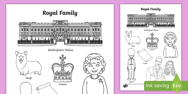 Royal Family Words Colouring Sheet
