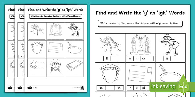 Find And Write The Y As Igh Words Worksheet Teacher Made