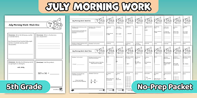 Fifth Grade July Morning Work Bundle