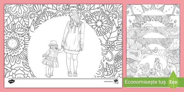 Ziua Familiei – Desene de colorat mindfulness - Twinkl